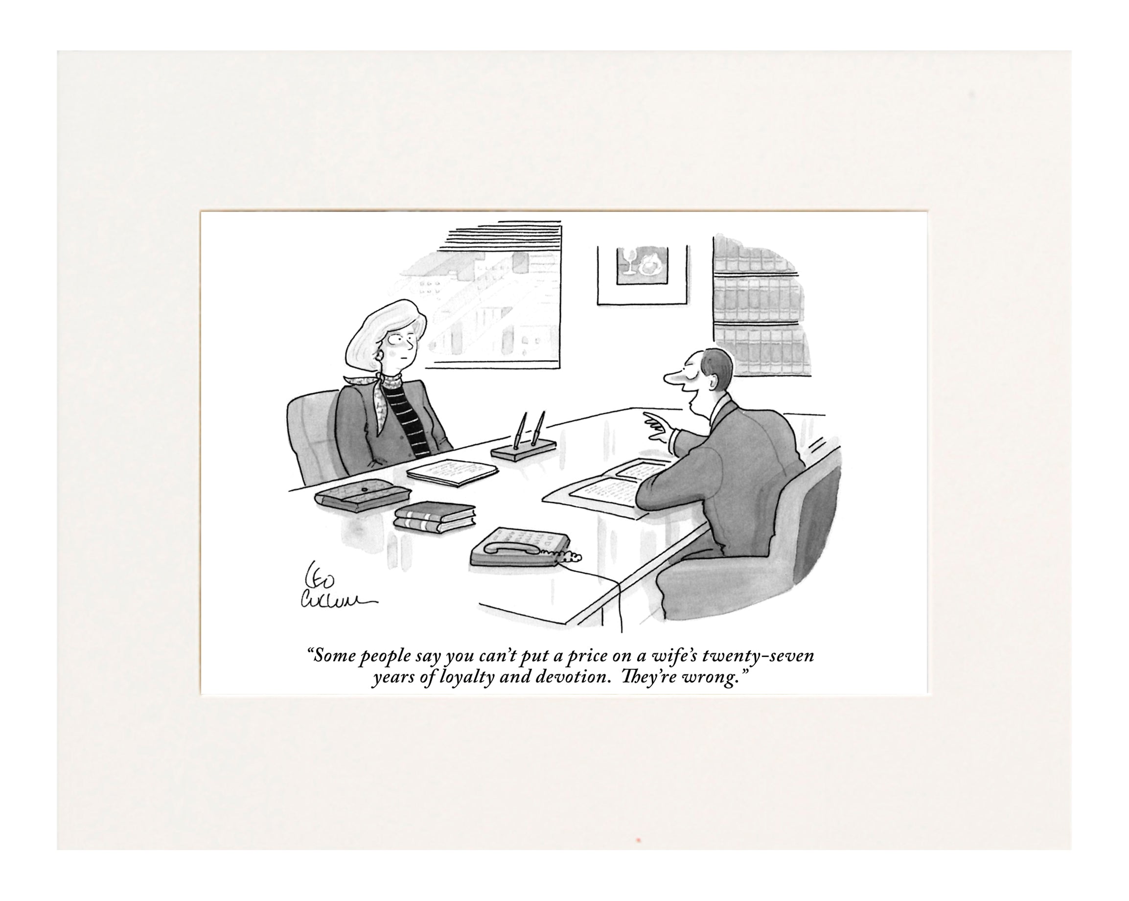 Leo Cullum Putting a Price on 27 Years of Loyalty Cartoon Print ...