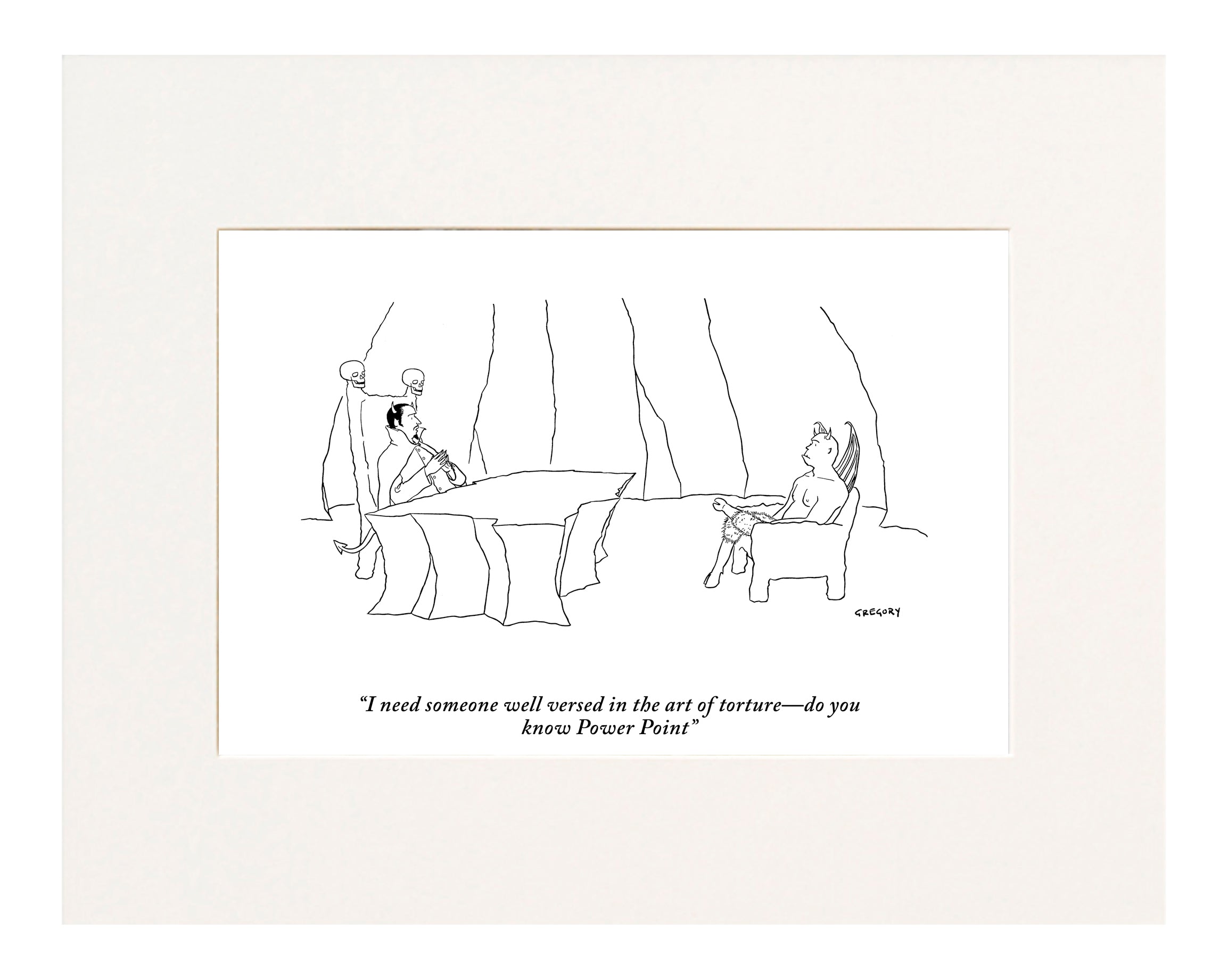 Alex Gregory Well Versed in the Art of Torture Cartoon Print – CartoonStock