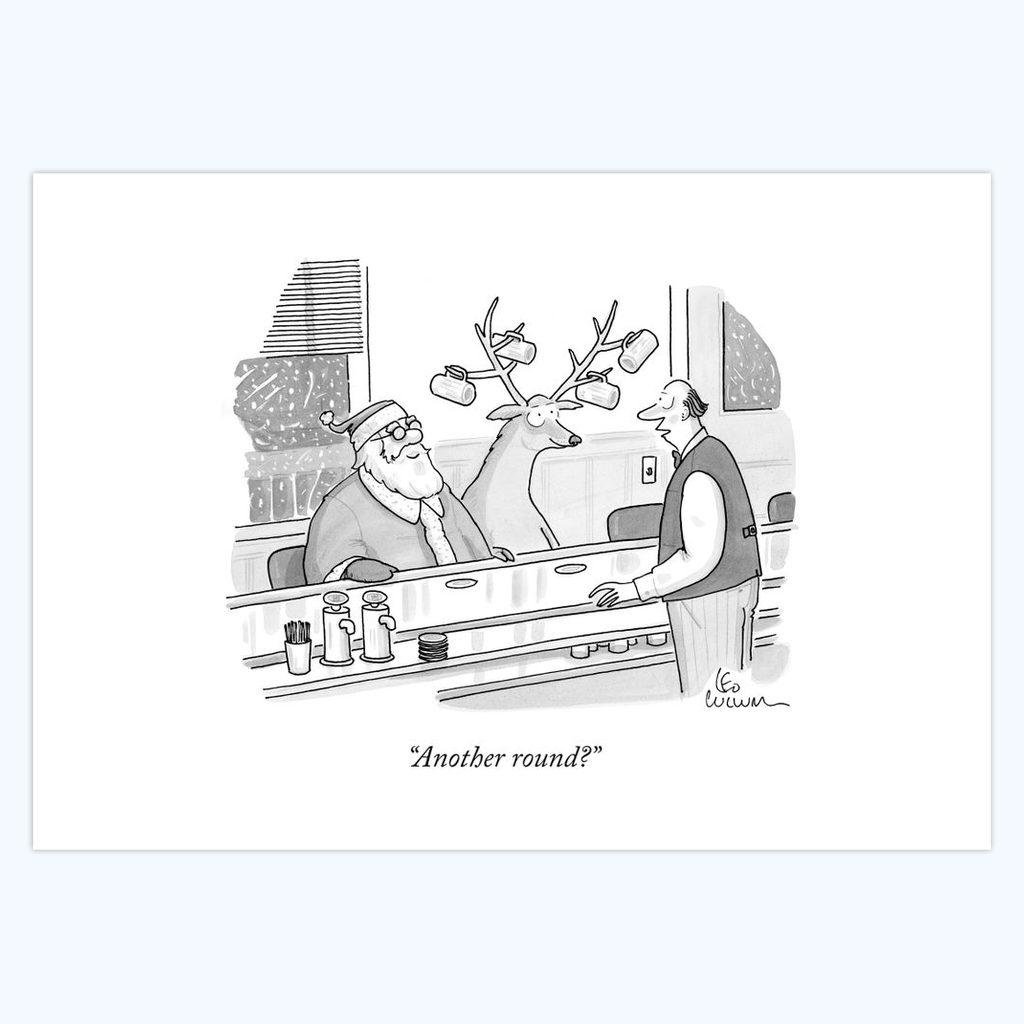Leo Cullum: "Another round?" 5x7 Holiday Cards – CartoonStock